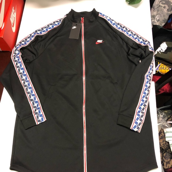 Nike | Jackets & Coats | Nike Tech Gear Taped Poly Black Track Jacket ...